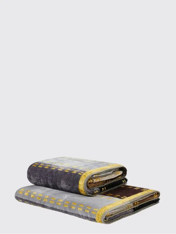 CARRARA Ibiza Abstract Pattern Set Of Two Cotton Towels - Grey