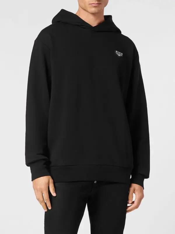 Philipp Plein Cotton Hoodie With Applied Logo