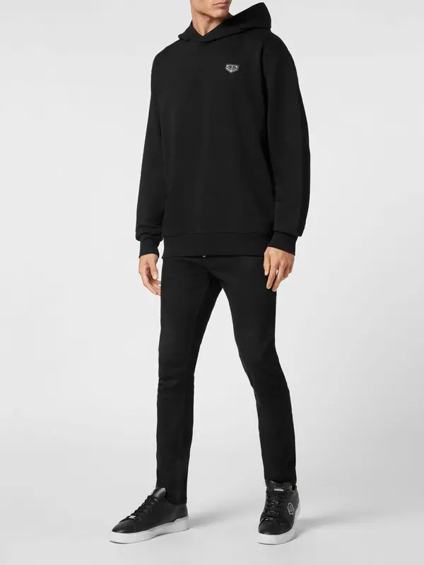 Philipp Plein Cotton Hoodie With Applied Logo