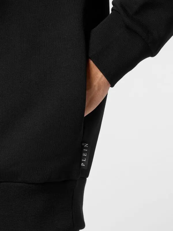 Philipp Plein Cotton Hoodie With Applied Logo