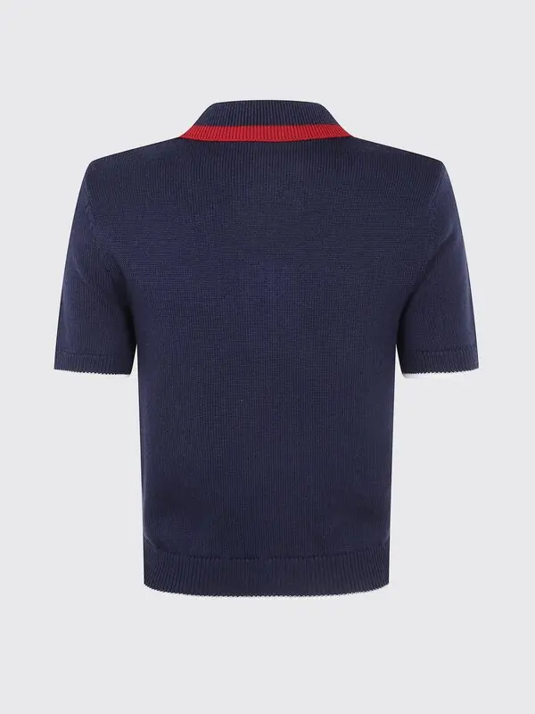 Casablanca Knitted Polo Top With Quarter Zip