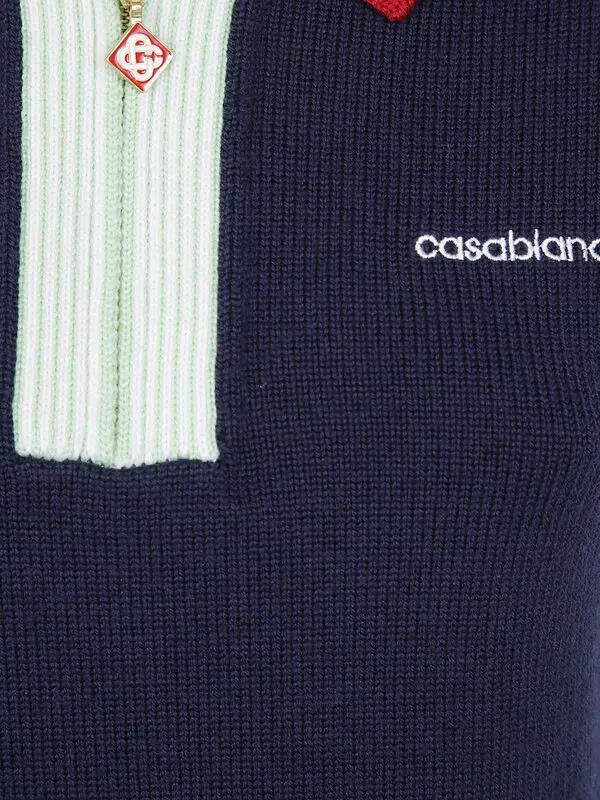 Casablanca Knitted Polo Top With Quarter Zip