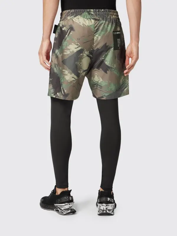 PLEIN SPORT Skinny Fit Double-layer Jogging Trousers With Abstract Print - Black 1