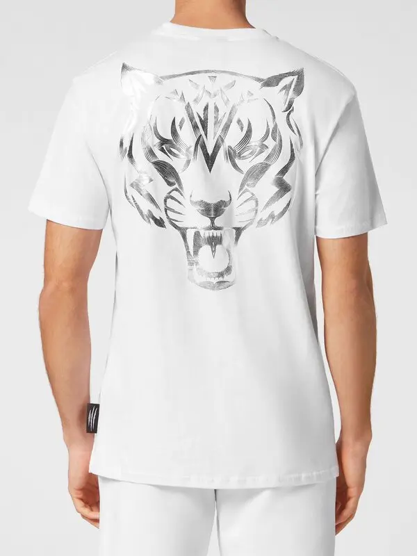 PLEIN SPORT Slim Fit Cotton T-shirt With Graphic Print And Laminated Logo