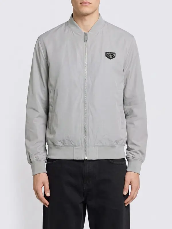 Philipp Plein Lightweight Nylon Bomber Jacket With Iconic Collar And Logo - Grey