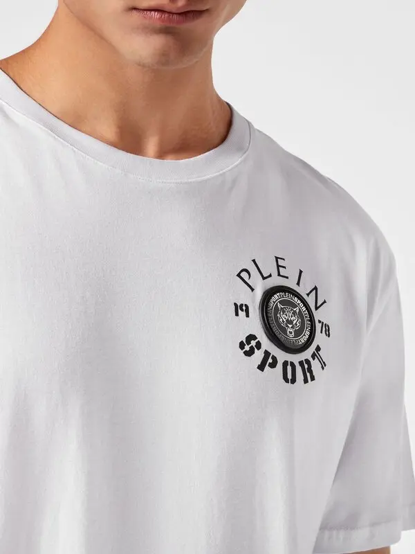 PLEIN SPORT Slim Fit Cotton T-shirt With Contrast Front Logo