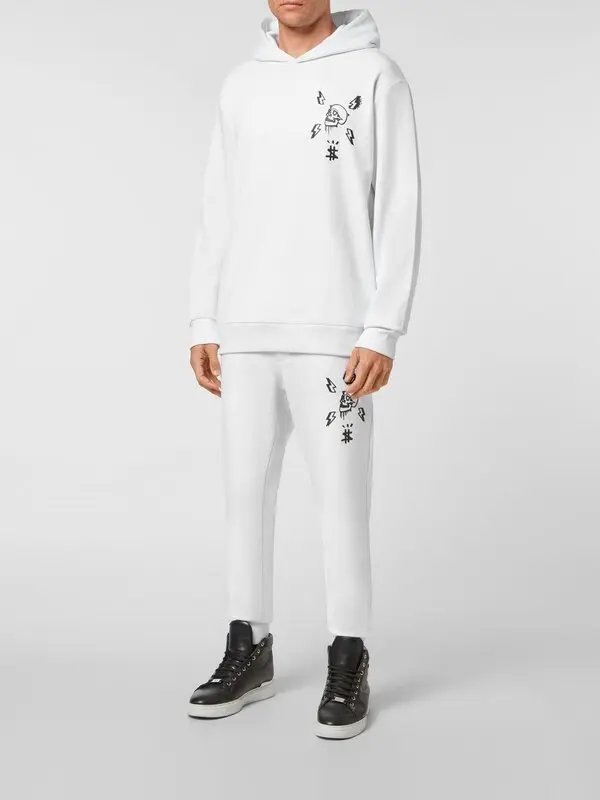 Philipp Plein Cotton Hoodie With Skull Print - White