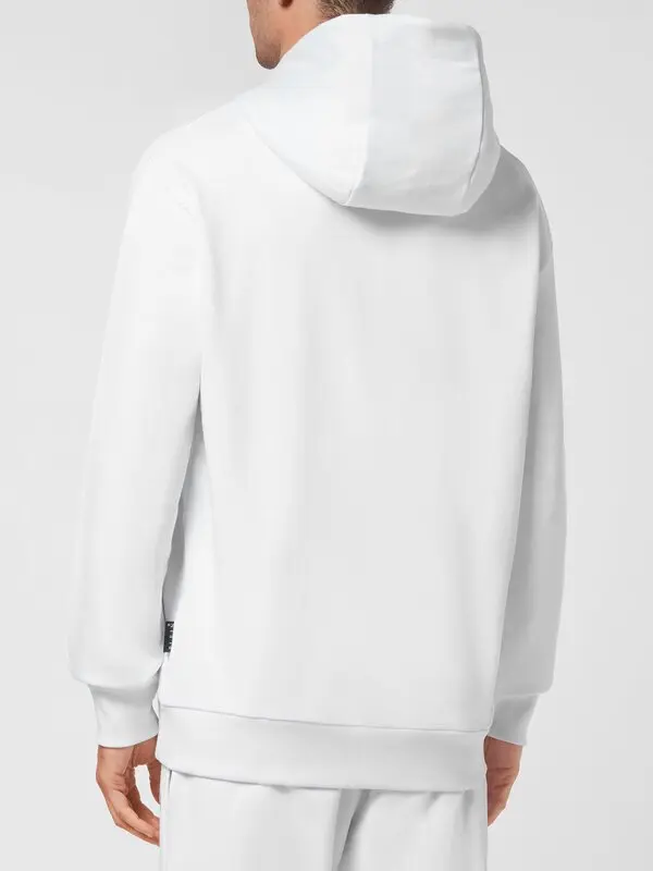 Philipp Plein Cotton Hoodie With Skull Print - White