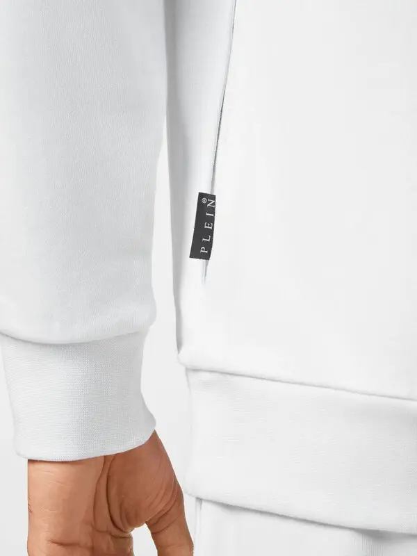 Philipp Plein Cotton Hoodie With Skull Print - White