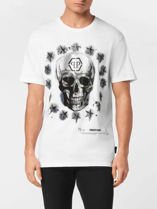 Philipp Plein Slim Fit Cotton T-shirt With Skull And Monogram Print
