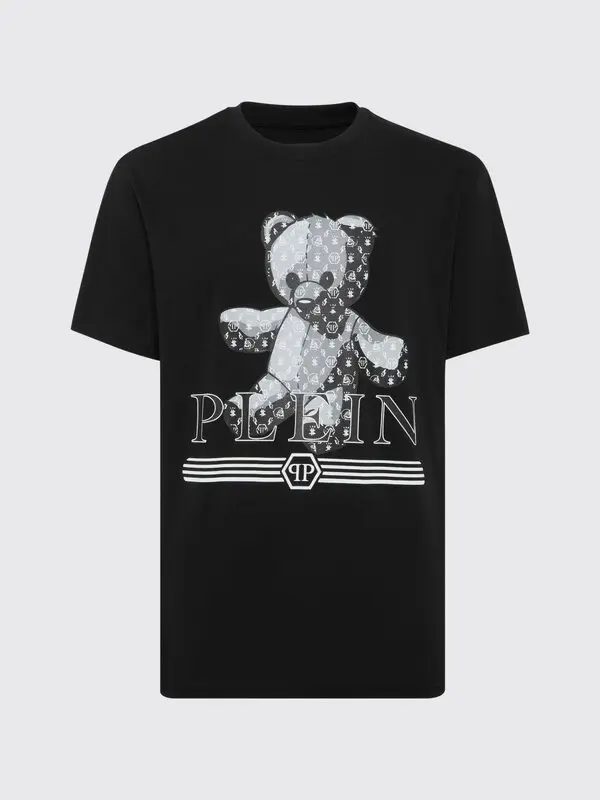 Philipp Plein Dropped Shoulder Teddy Bear Print Cotton T-shirt - Black