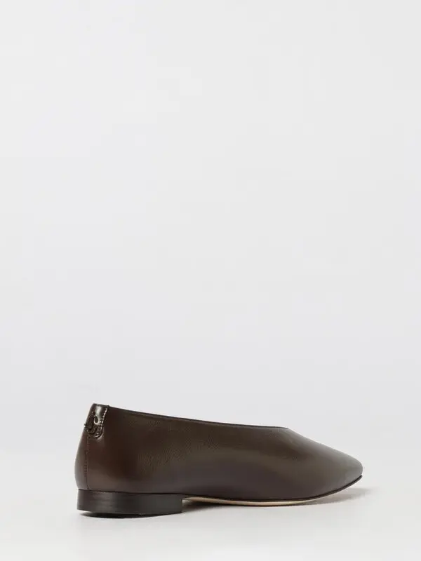 JIMMY CHOO Margot Smooth Leather Ballerina Flats With Rear Monogram - Brown