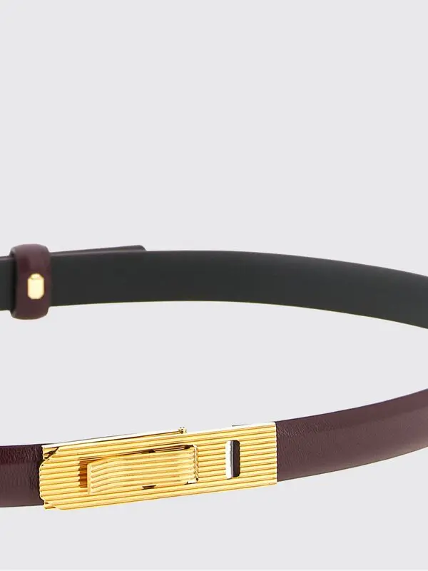 Alberta Ferretti Skinny Belt With Gold Tone Buckle