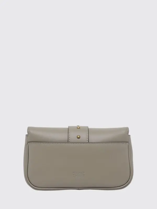 Pinko Love Bag Pocket Mini Crossbody Bag In Leather With Crystals And Studs - Grey