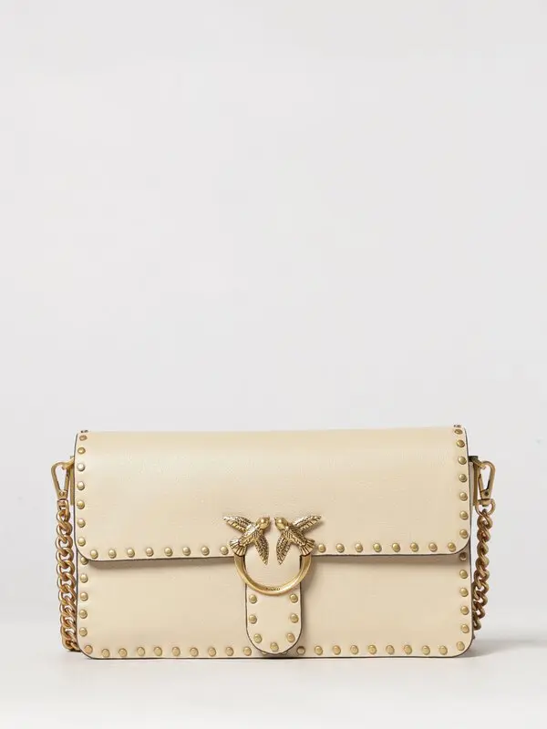 Pinko Love Bag Slouchy Studded Leather Crossbody Bag - Beige