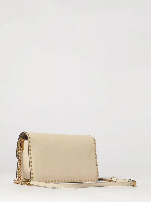 Pinko Love Bag Slouchy Studded Leather Crossbody Bag - Beige