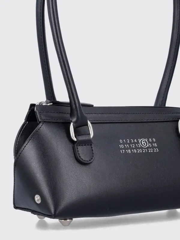 MAISON MARGIELA Bowling Mini Leather Shoulder Bag With Numeric Logo - Black