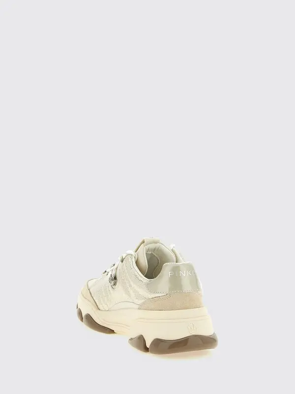 Pinko Leather And Suede Sneakers - Platinum
