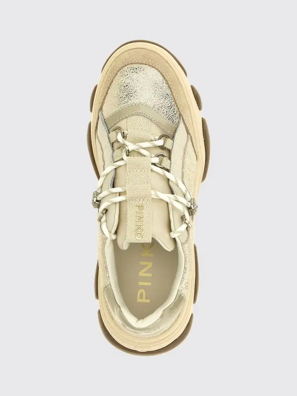 Pinko Leather And Suede Sneakers - Platinum