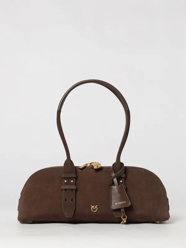 Pinko Suede Leather Shoulder Bag - Earth