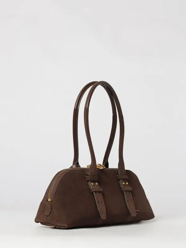 Pinko Suede Leather Shoulder Bag - Earth