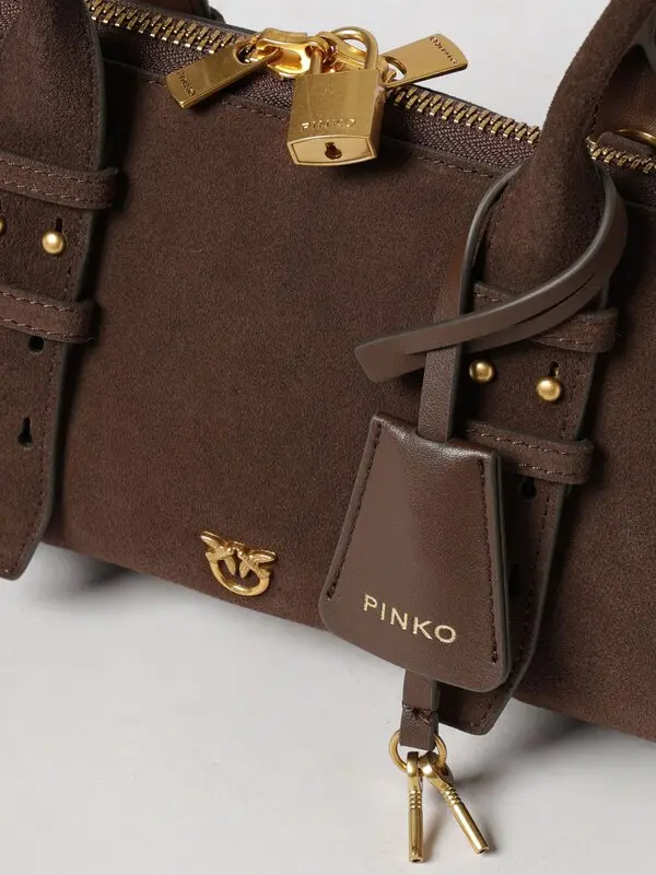 Pinko Suede Leather Shoulder Bag - Earth