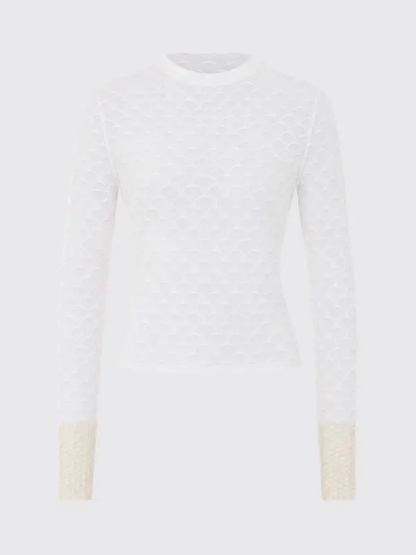 LANVIN Long-sleeved Knit Top In Wool And Mohair With High Neck - White