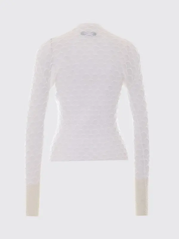 LANVIN Long-sleeved Knit Top In Wool And Mohair With High Neck - White