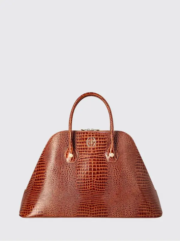 Philipp Plein Crocodile Effect Shoulder Bag - Brown