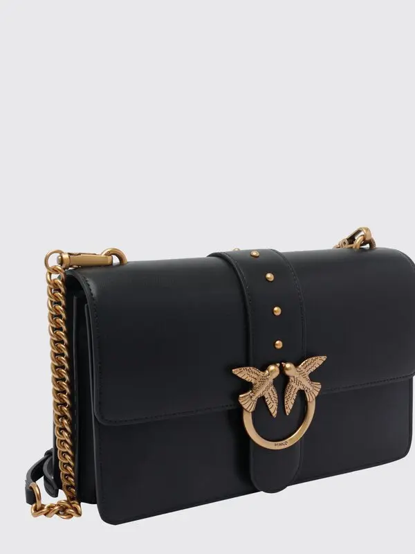 Pinko Leather Shoulder Bag With Gold Tone Hardware