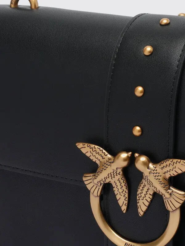 Pinko Leather Shoulder Bag With Gold Tone Hardware