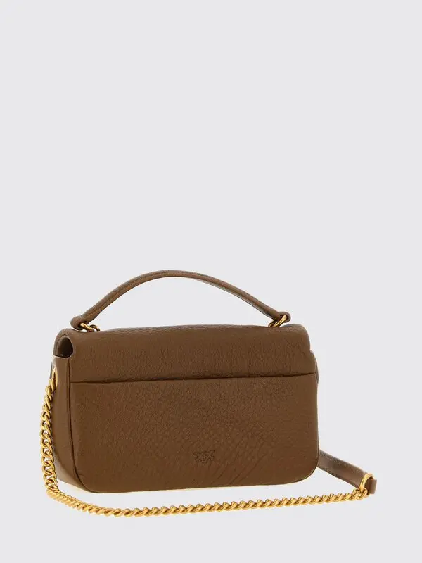Pinko Click Soft Horizontal Monogram Lamb Shoulder Bag - Earth