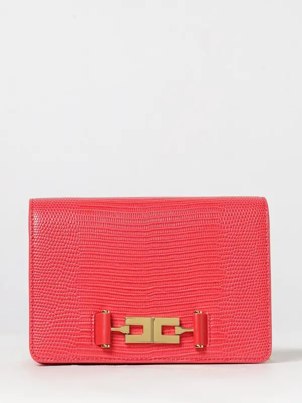 Elisabetta Franchi Monogram Mini Crossbody Bag With Metallic Logo - Red