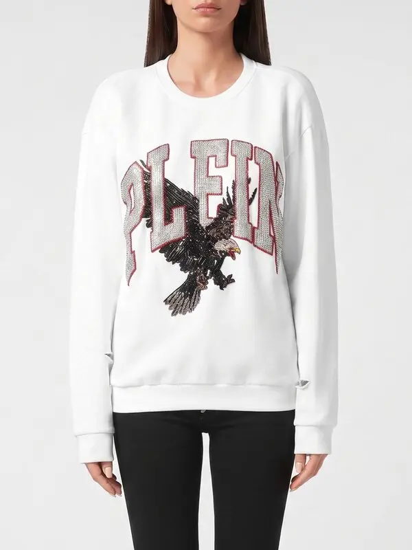 Philipp Plein Teddy Bear Embellished Cotton Sweatshirt
