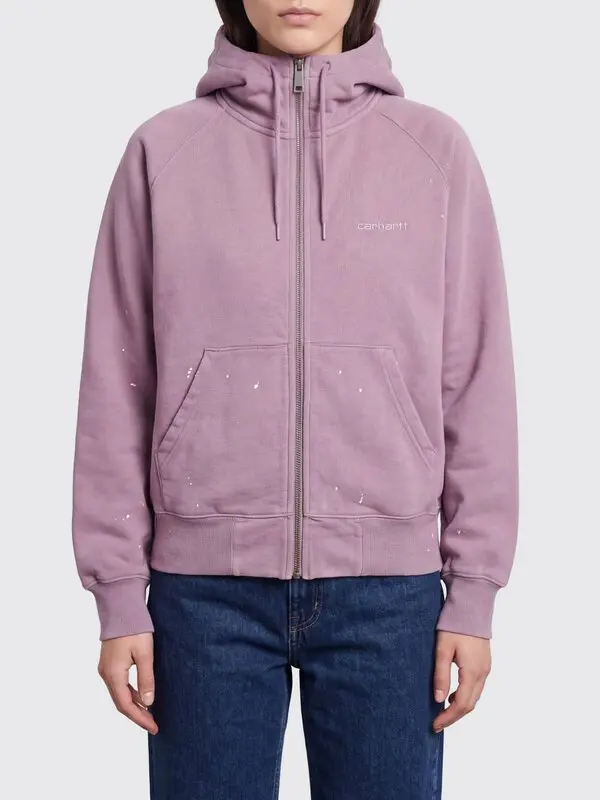Carhartt Work In Progress Abstract Print Cotton Zip-up Hoodie - Pink