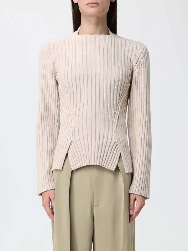 Victoria Beckham Ribbed Cashmere-blend Crewneck Sweater With Front Slit - Cream