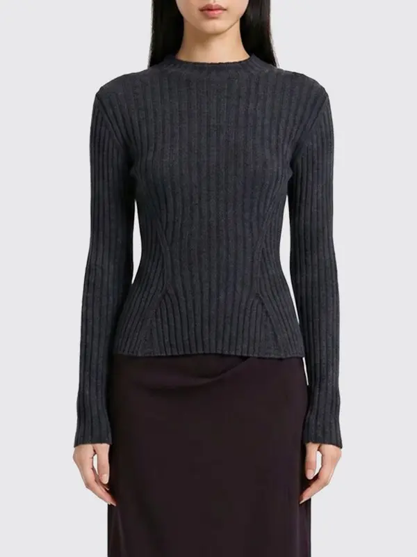 Victoria Beckham Ribbed Cashmere-blend Crewneck Sweater With Front Slit - Grey