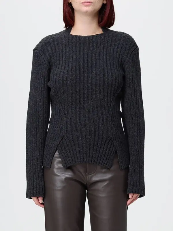 Victoria Beckham Ribbed Cashmere-blend Crewneck Sweater With Front Slit - Ocean