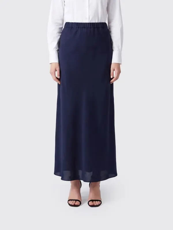 Max Mara High-waisted Silk Crêpe Pencil Maxi Skirt - Blue