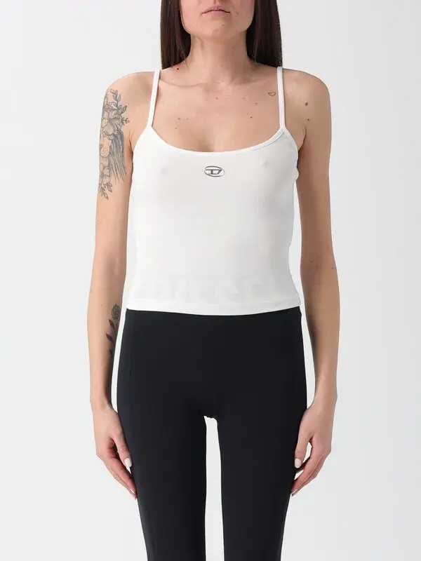 DIESEL® Ribbed Camisole With Logo Detail - White