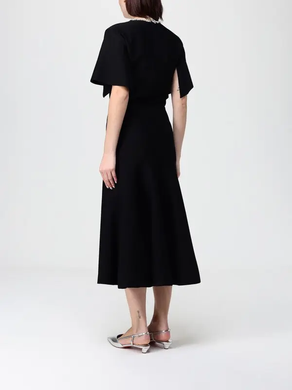 Alexander McQueen Embellished Neck Cape Dress
