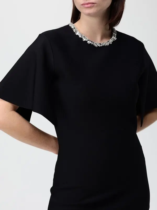 Alexander McQueen Embellished Neck Cape Dress