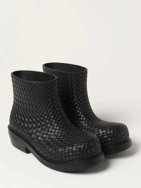 Bottega Veneta Fireman Ankle Boots In Woven Rubber