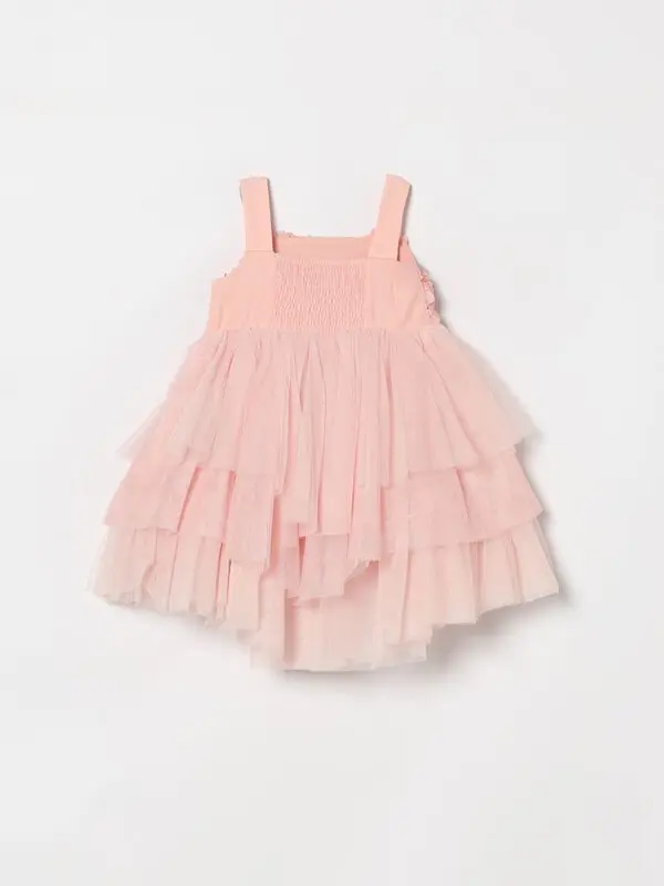 TWINSET Tulle Dress With Ruffled Hem And Floral Applique
