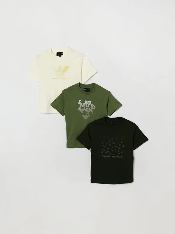 Emporio Armani Set Of 3 Cotton T-shirts With Logo Print - Fa01