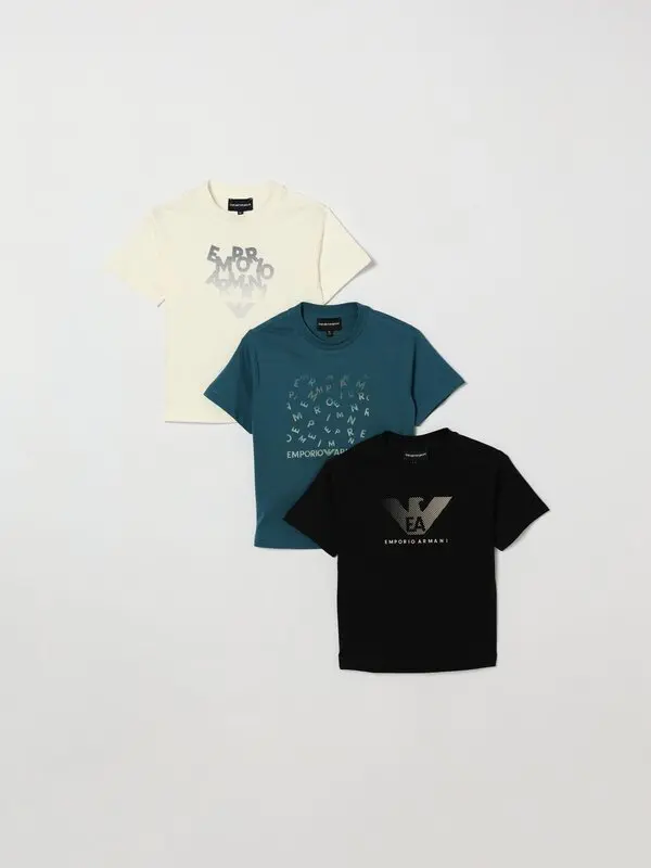 Emporio Armani Set Of 3 Cotton T-shirts With Logo Print - Fa02