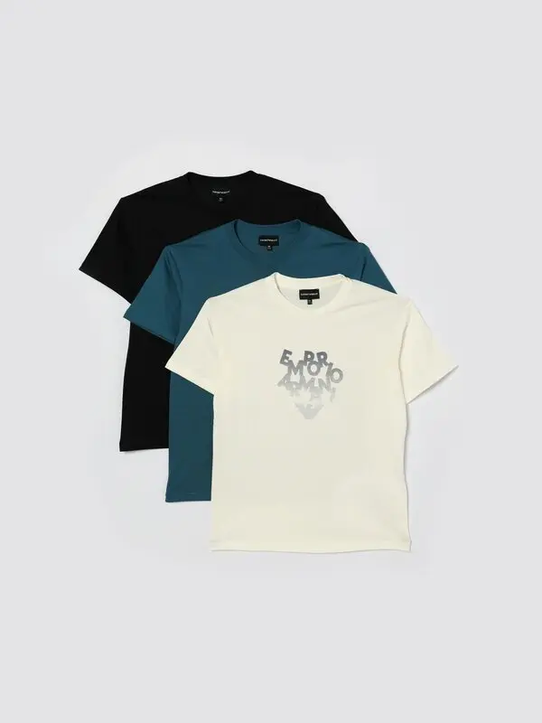 Emporio Armani Set Of 3 Cotton T-shirts With Logo Print - Multicolor