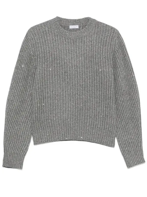 Brunello Cucinelli Ribbed Cashmere And Wool Blend Sweater With Sequins