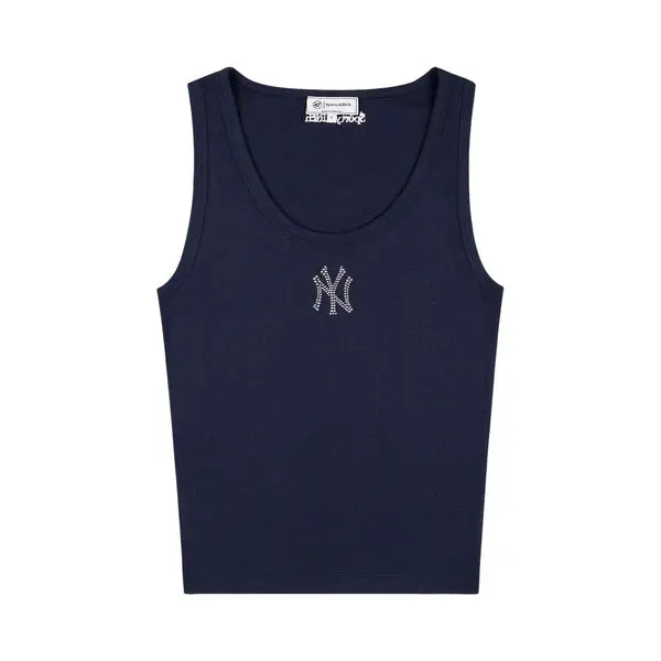 SPORTY & RICH Cropped Tank With Embellished Logo - Blue