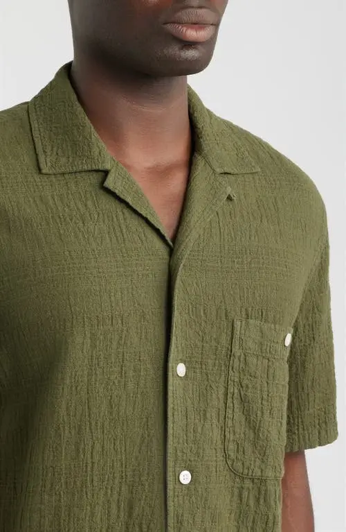 Madewell Cotton And Linen Slub Camp Shirt - Olive Drab